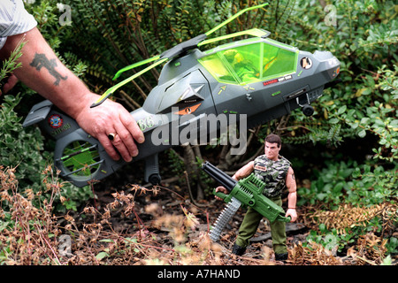 Toy figure as commando special forces with machine gun and martial art ...