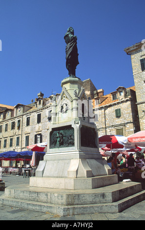 Market stalls in Gundulic Square Dubrovnik Dalmatia Croatia Stock Photo ...