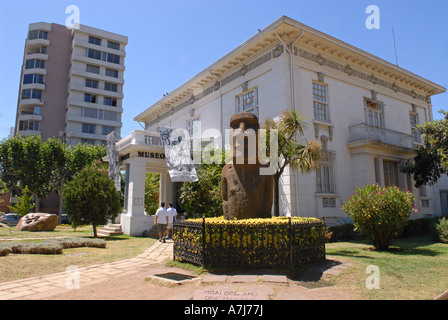 Fonck museum with Easter Island statue Vina del Mar Chile Stock Photo ...