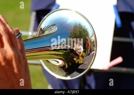 A flugelhorn player of the Highworth Siver Band at Longworth ...