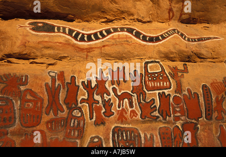 Rock paintings representing different clans of the village ...
