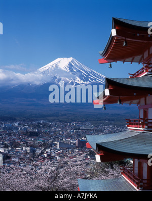 Yamanashi, Mount Fuji & Churei Tower Stock Photo - Alamy
