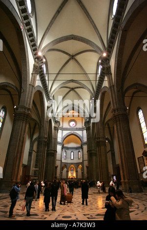 The vast inside of world famous catholic cathedral the Florence Duomo ...