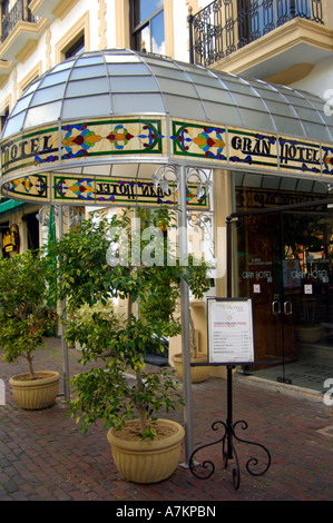 Stained glass canopy entrance to Gran Hotel, Merida, Yucatan State ...