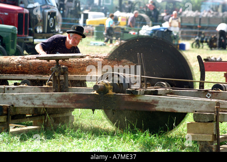 An old steam driven rack saw bench in action at The Great Dorset Steam ...