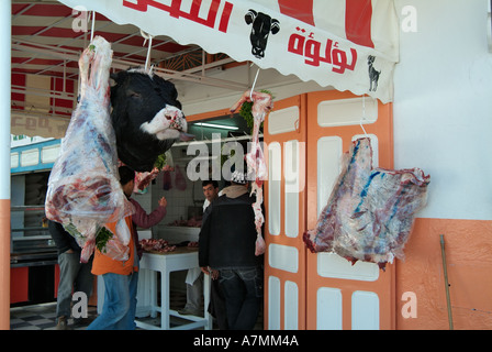 Cows head for sale, Butchers shop, Kairouan, Tunisia Stock Photo - Alamy
