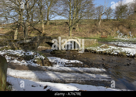 800 year old Pack Horse Bridge at Wycoller in Lancashire also known as ...