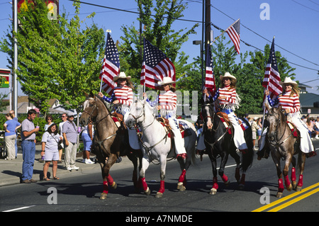 USA, Washington State, Puyallup. Western Rodeo Parade starts with Stock ...