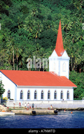 French Polynesia, Taha’a (or Tahaa): church, protestant temple of the ...