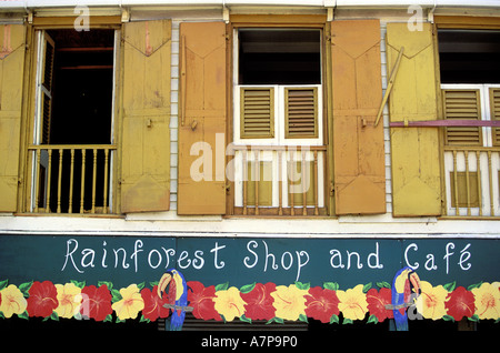 Dominica, Western coast, Roseau, the capital city with Caribbean ...