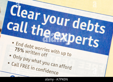 advert for debt advisors Stock Photo - Alamy