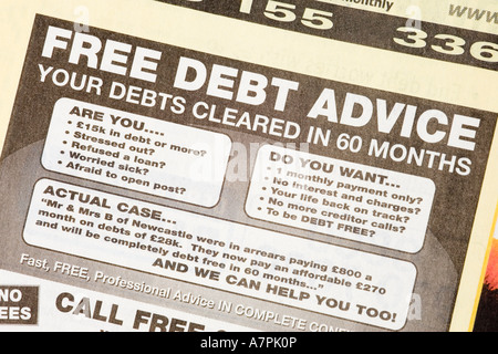 advert for debt advisors Stock Photo - Alamy