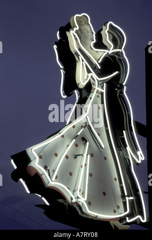 NA, USA, Washington, Seattle, Neon sign for ballroom dancing in Seattle ...