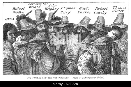 The Gunpowder plot, November 5 1605, John Leech illustration of Guy ...