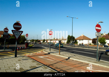 Confusing Road signs at a busy junction in South London England Stock ...