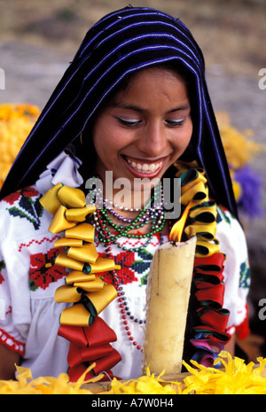 Mexico, Michoacan State, Yunuen Island, american indian Purepecha woman ...