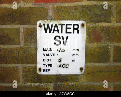 Close up of water sluice valve (SV) concrete markers on UK residential ...