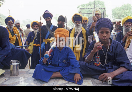 Portrait of an old Akali Nihang ( Sikh warrior-priest ), Anandpur Sahib ...
