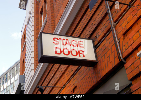 The stage door to the Palace theatre in the West End of London, above ...