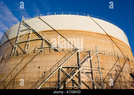 Stairs and structure of gasworks gasometer Stock Photo - Alamy