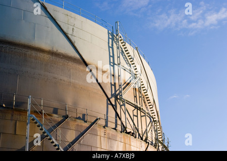 Stairs and structure of gasworks gasometer Stock Photo - Alamy