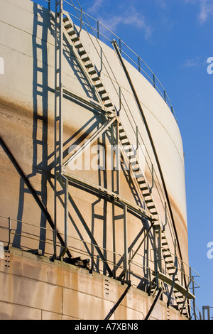 Stairs and structure of gasworks gasometer Stock Photo - Alamy