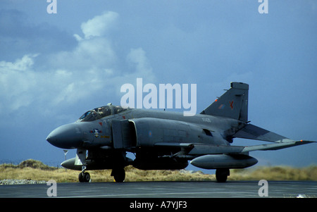 RAF F4 PHANTOM US BUILT INTERCEPTOR JET TAKES OFF FROM RAF STANLEY ...