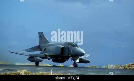 RAF F4 PHANTOM US BUILT INTERCEPTOR JET TAKES OFF FROM RAF STANLEY ...