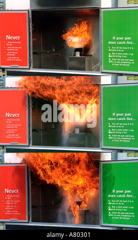 Chip Pan Fire Safety Demonstration by Fire Brigade Stock Photo - Alamy