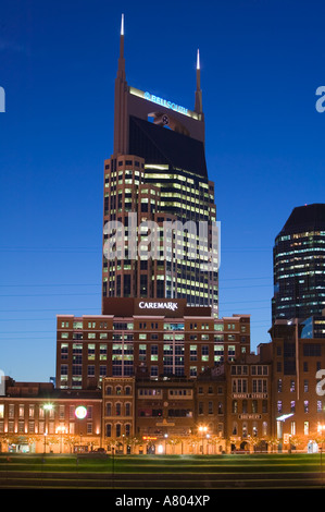 USA, Tennessee, Nashville: Bell South Tower, before Dawn Stock Photo ...