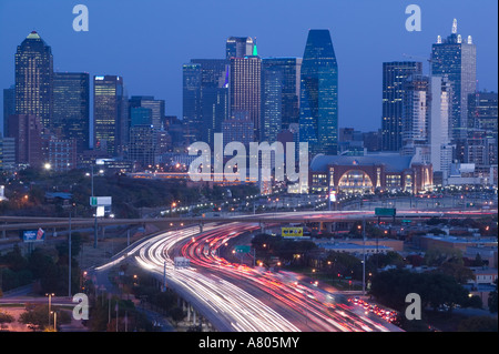 Dallas Skyline and Stemmons Freeway (Rt. 35E) from atop World Trade ...