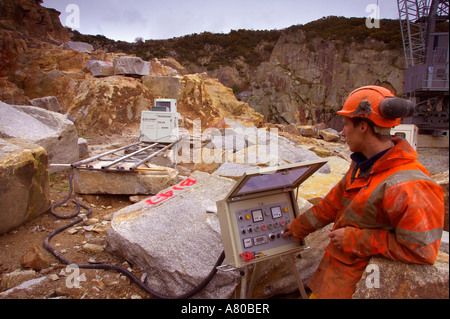 Cut granite at the De Lank quarry on Bodmin Moor in Cornwall, UK Stock ...