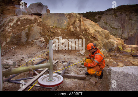 Cut granite at the De Lank quarry on Bodmin Moor in Cornwall, UK Stock ...