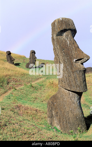 Easter island, Rainbow Stock Photo - Alamy