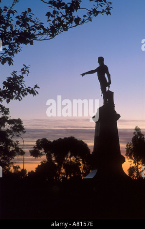 STATUE OF COLONEL WILLIAM LIGHT FOUNDER OF ADELAIDE LOOKING OUT ACROSS ...
