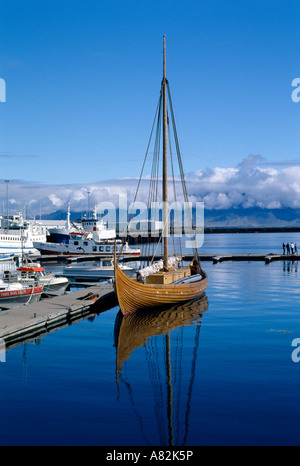 The viking ship Islendingur in Reykjavik harbour Iceland Stock Photo ...