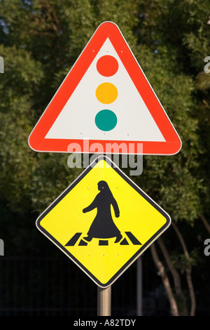 Traffic sign, pedestrian crossing, Doha, Qatar Stock Photo - Alamy