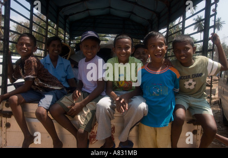 Children in the back of a truck, Telwatta, near Galle Sri Lanka ©Mark ...