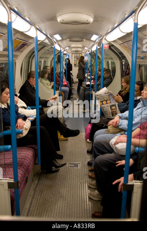 The interior of an old tube carriage at the London Transport Museum ...