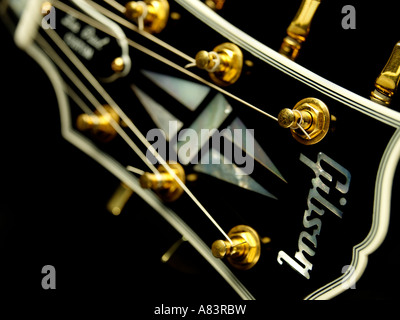 Strings on a black guitar close up, macro photo Stock Photo - Alamy