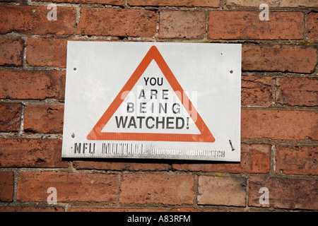 'You are being watched' NFU Mutual sign on a farm property, Aldeburgh ...