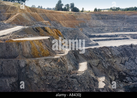 Terraces berms and batters at Frasers Pit open cast gold mine in Otago ...