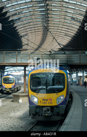 A class 185 dmu train in First Group livery at York station, england ...