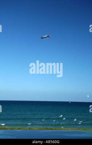 MetLife Blimp flying over Miami Beach Stock Photo - Alamy