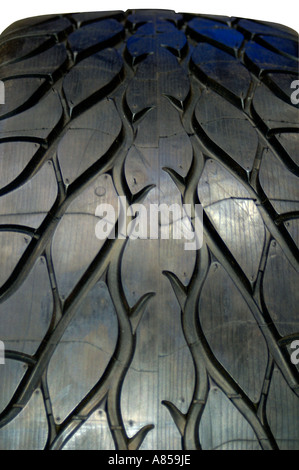 Brand new Goodyear car tyre with label with information about safety ...