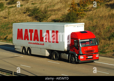 Matalan articulated trailer and lorry truck on M25 motorway Essex ...