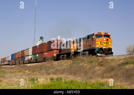 A train traveling along US highway 84 near Farwell Texas Stock Photo ...
