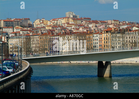 The Saône at the foot of the La Croix-Rousse district in Lyon Stock ...