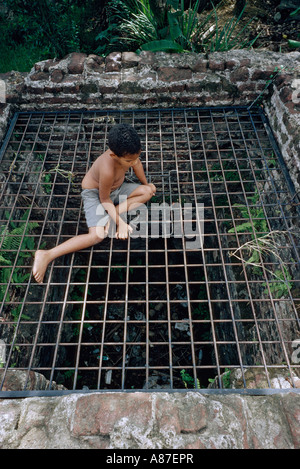 Colonial well at the archaeological site of Concepción de la Vega near ...