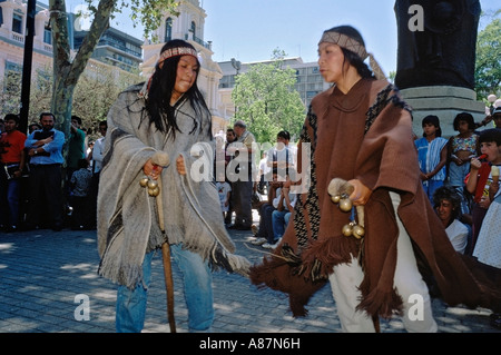 Native Chileans entertain spectators with traditional dance using ...